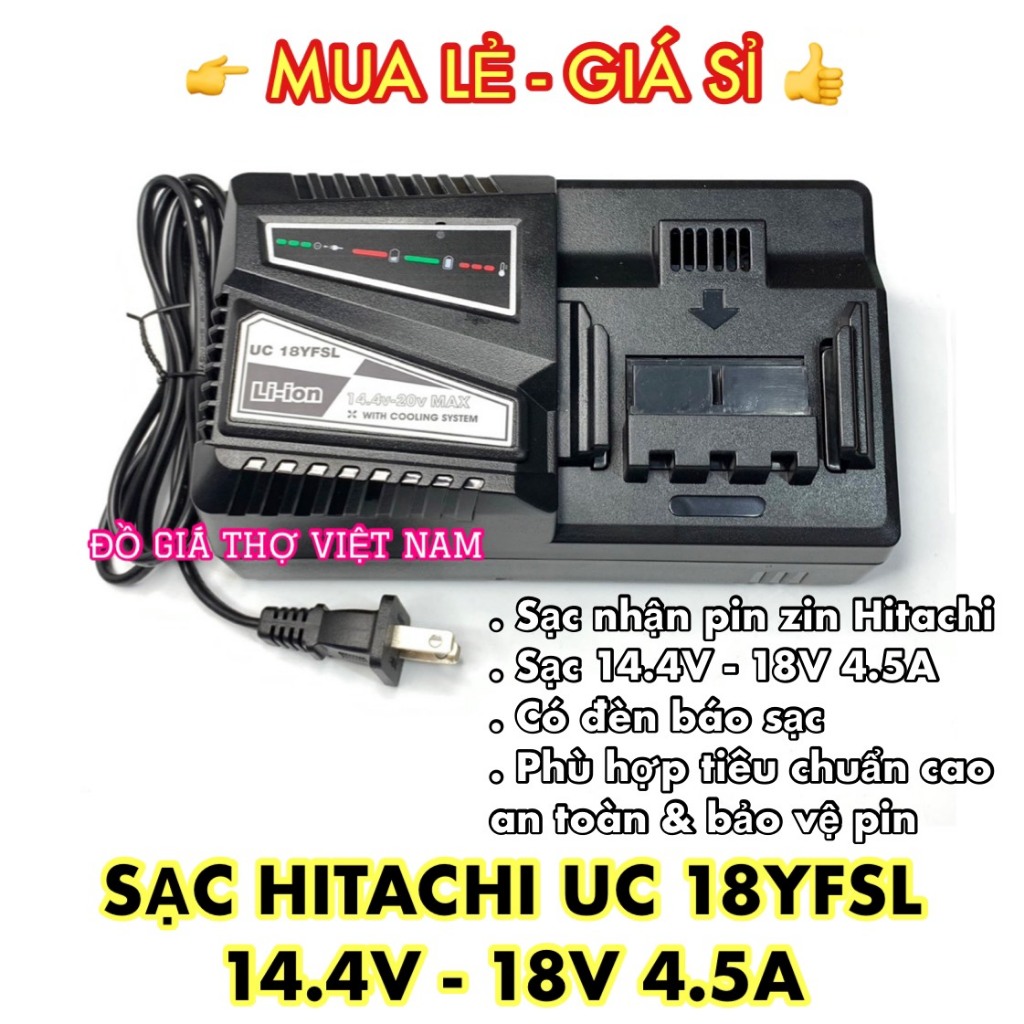[ĐGTVN] Sạc Hitachi 14V - 18V 4.5A Li-ion, nhận sạc zin (UC18YFSL ...