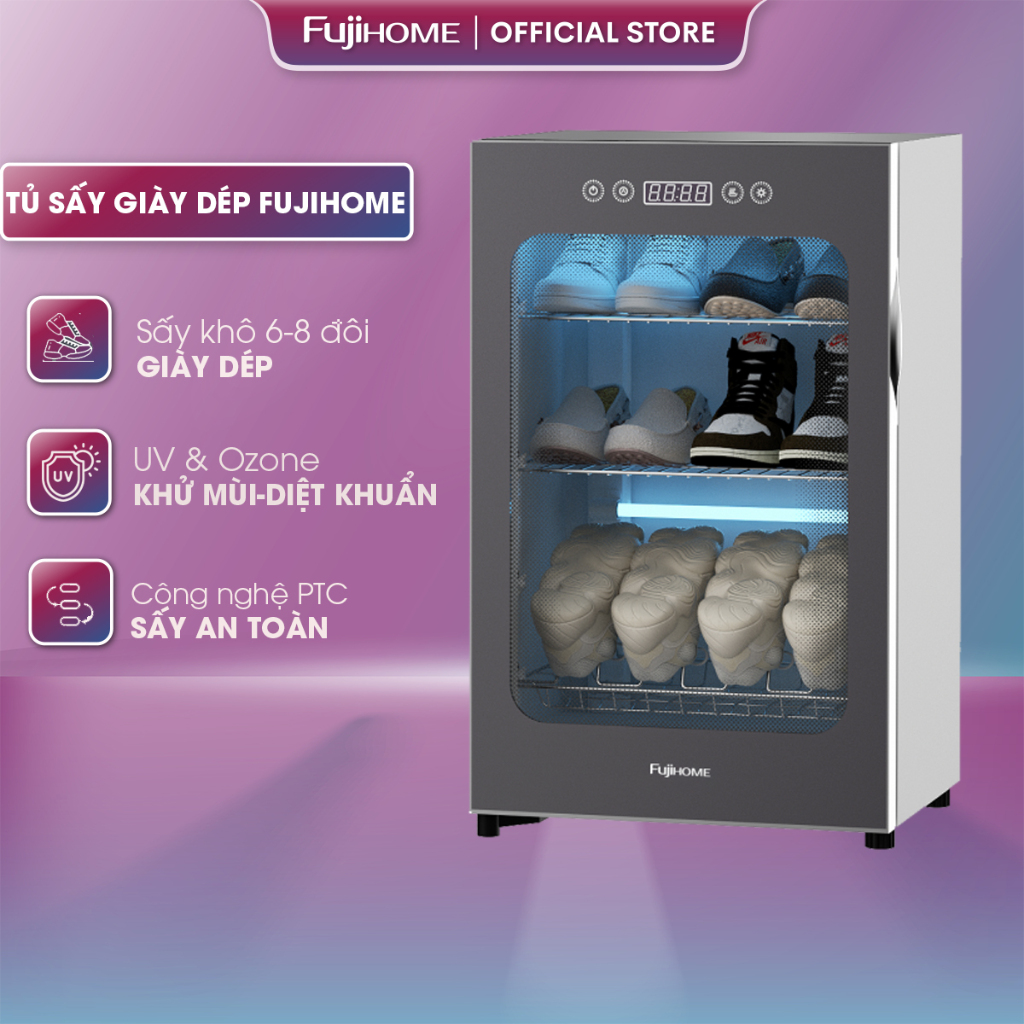 Tủ sấy giày thông minh diệt khuẩn bằng tia UV và ozone Fujihome SD68, Máy sấy giày dép khử mùi 3 ...