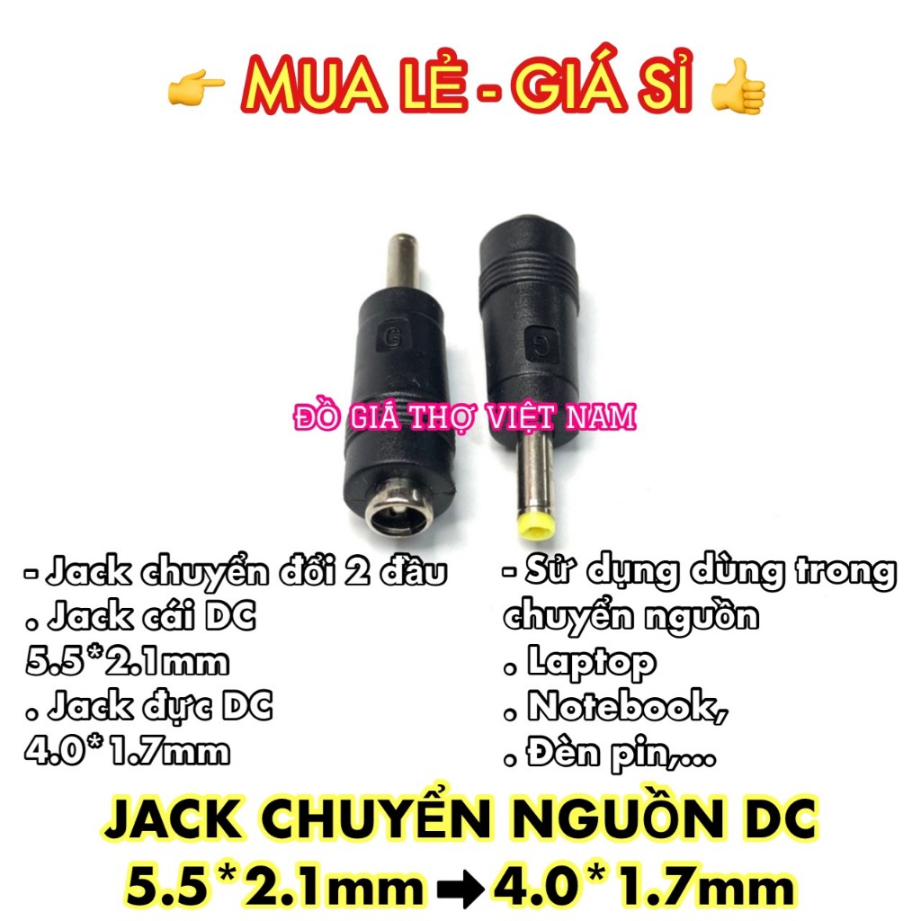 [ĐGTVN] Jack chuyển nguồn DC 5.5*2.1mm sang 4.0*1.7mm (chui vàng ...