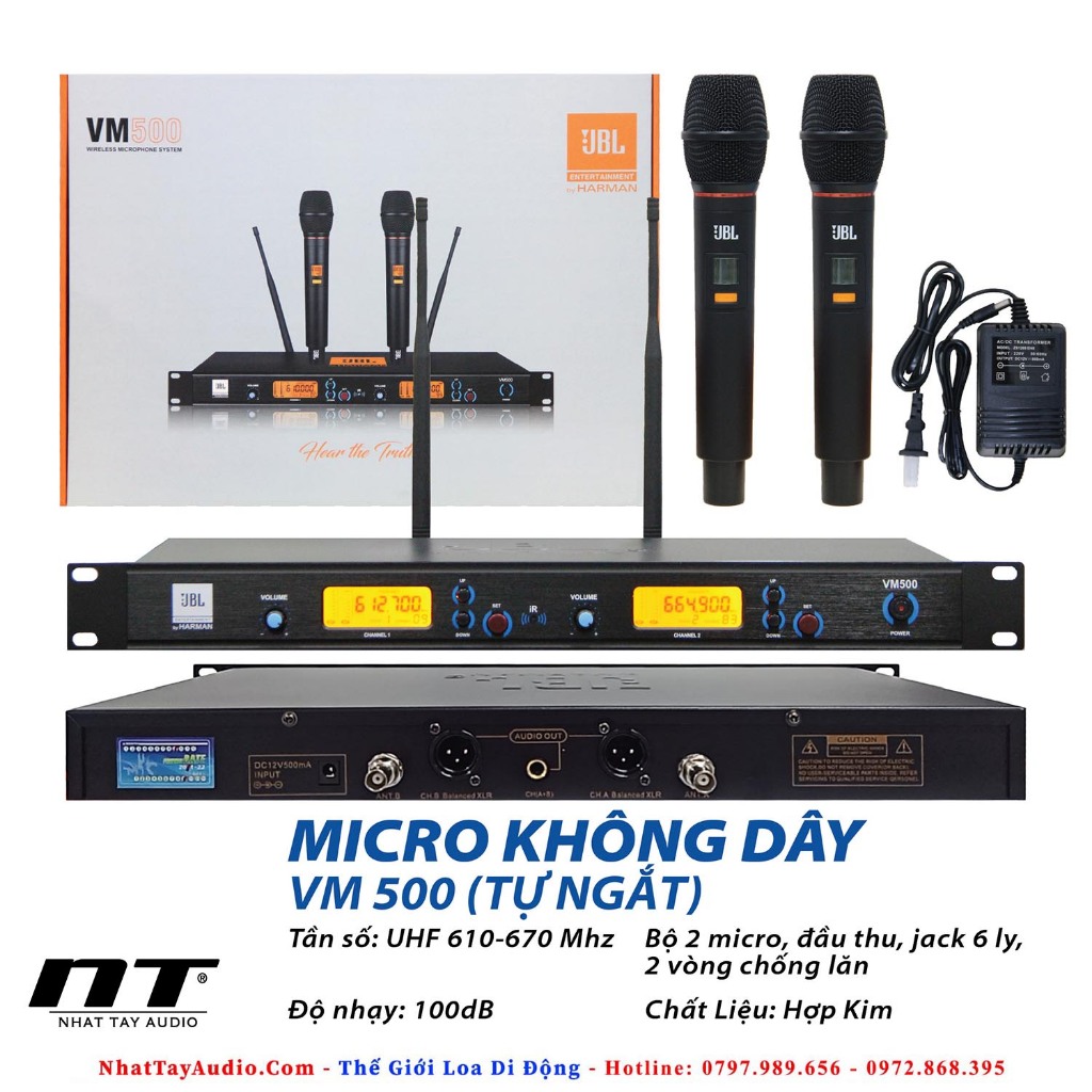 Micro không dây JB VM500 chống hú tốt, âm thanh sạch sẽ, hàng nhập khẩu ...