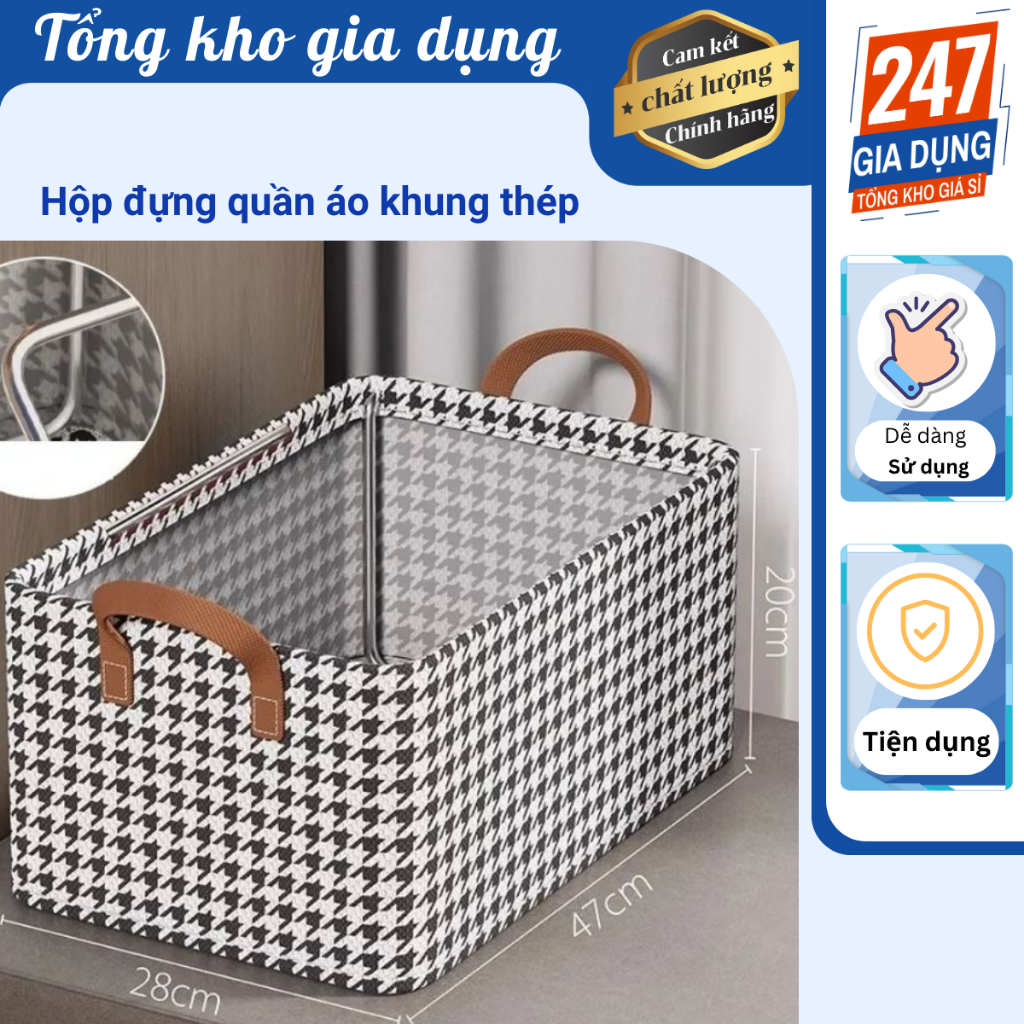 Hộp vải khung thép xếp gọn quần áo, gấp gọn tiện lợi, không đế | Shopee ...