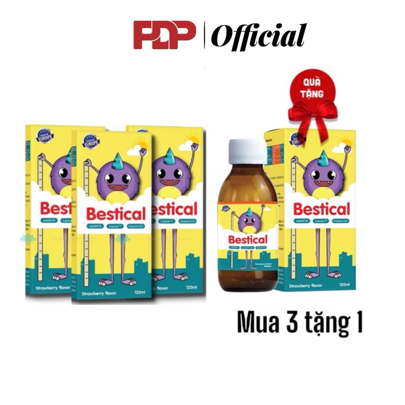 Combo 3 chai canxi sinh học Bestical 120ml - Hỗ trợ bé phát triển chiều ...