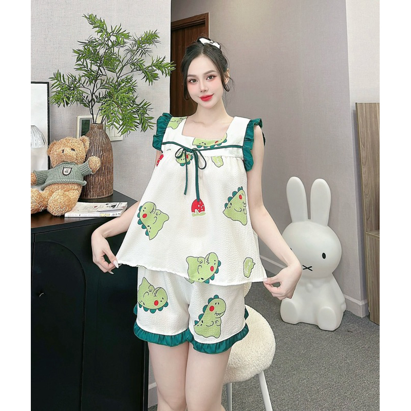 Bộ ngủ pijama thiết kế đùi phối màu chất xốp mềm mát form 40-58kg | Shopee Việt Nam