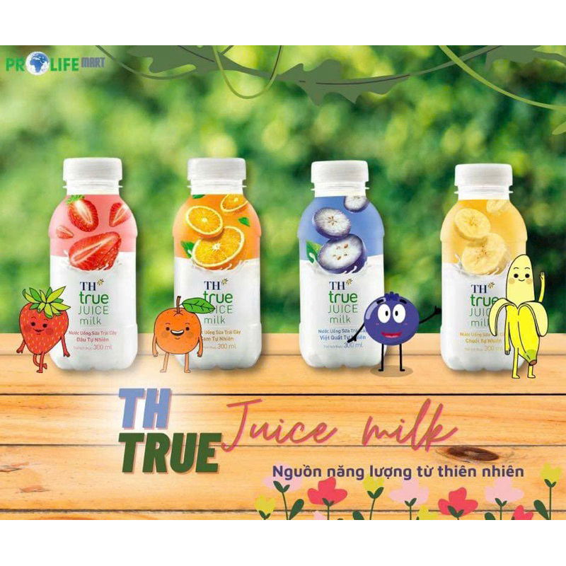 Thùng 24 Chai Nước Uống Sữa Trái Cây TH True Juice Milk 300ml (300ml x ...