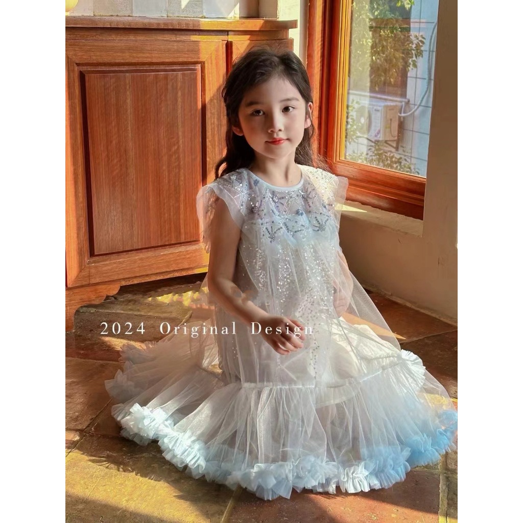 April bebe - Đầm voan Đính Kim Sa Ngọc Trai phối ren Công Chúa, Váy bé ...