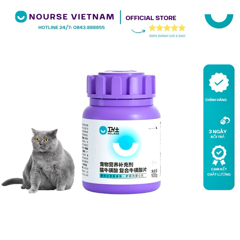 Nourse 18 Taurine cho mèo Vitamin giúp bổ mắt và tim mạch NourseVietnam ...