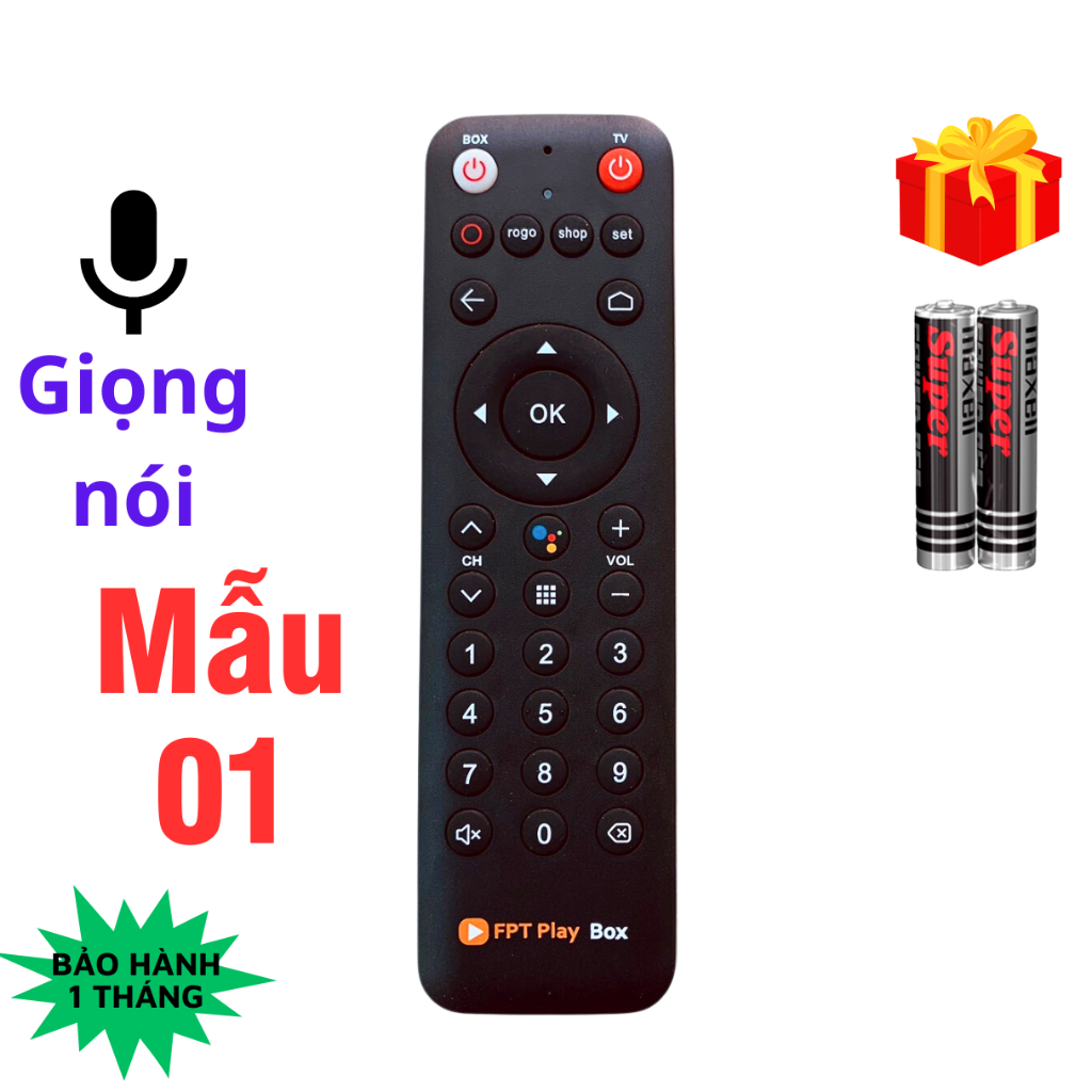 Remote điều khiển đầu FPT Play Box Mã 04, Sử Dụng Giọng Nói Dùng Cho ...