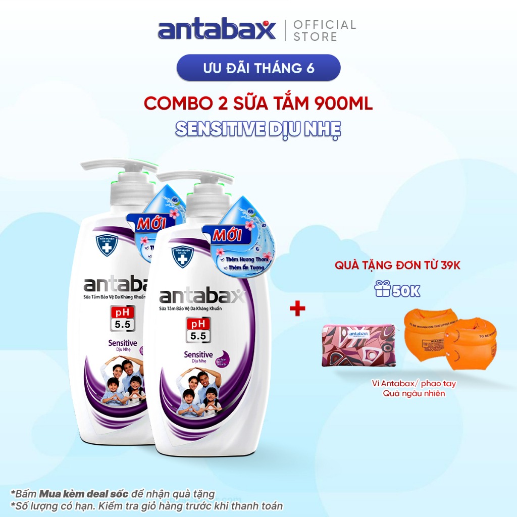 Combo 2 Sữa Tắm Bảo Vệ Da Kháng Khuẩn Antabax Sensitive Dịu Nhẹ 900mlx2 | Shopee Việt Nam
