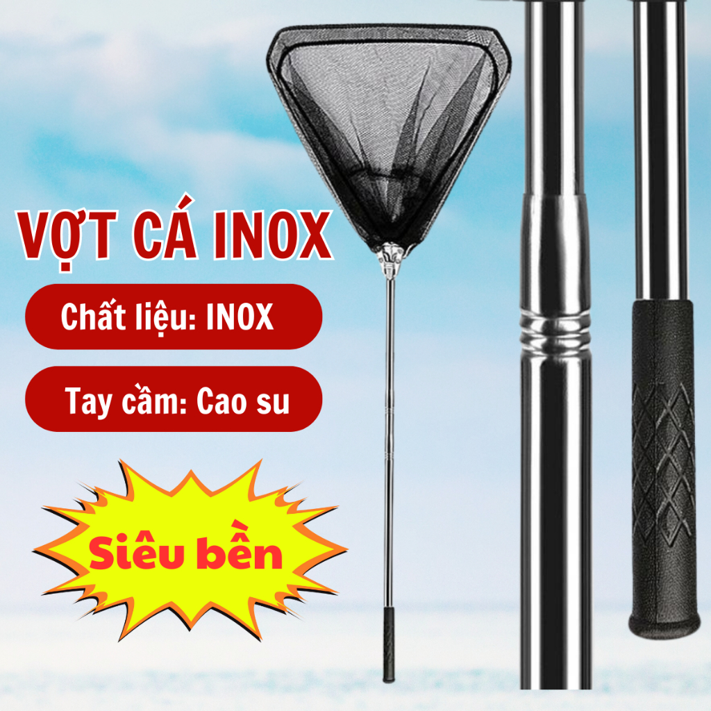 Vợt Cá inox Tam Giác Liền Vành , Vợt Cá Gấp Gọn 1m7- 2m1-2m5 | Shopee ...
