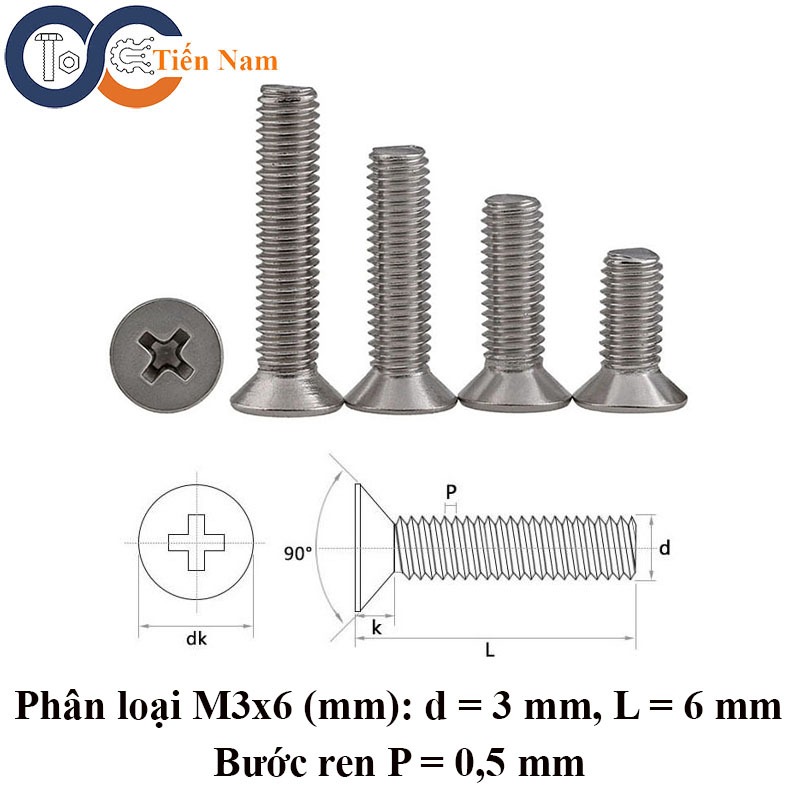 Vít bake đầu bằng thân bu lông bước ren mau inox 304 M2 M2,5 M3 M4 M5 | Shopee Việt Nam