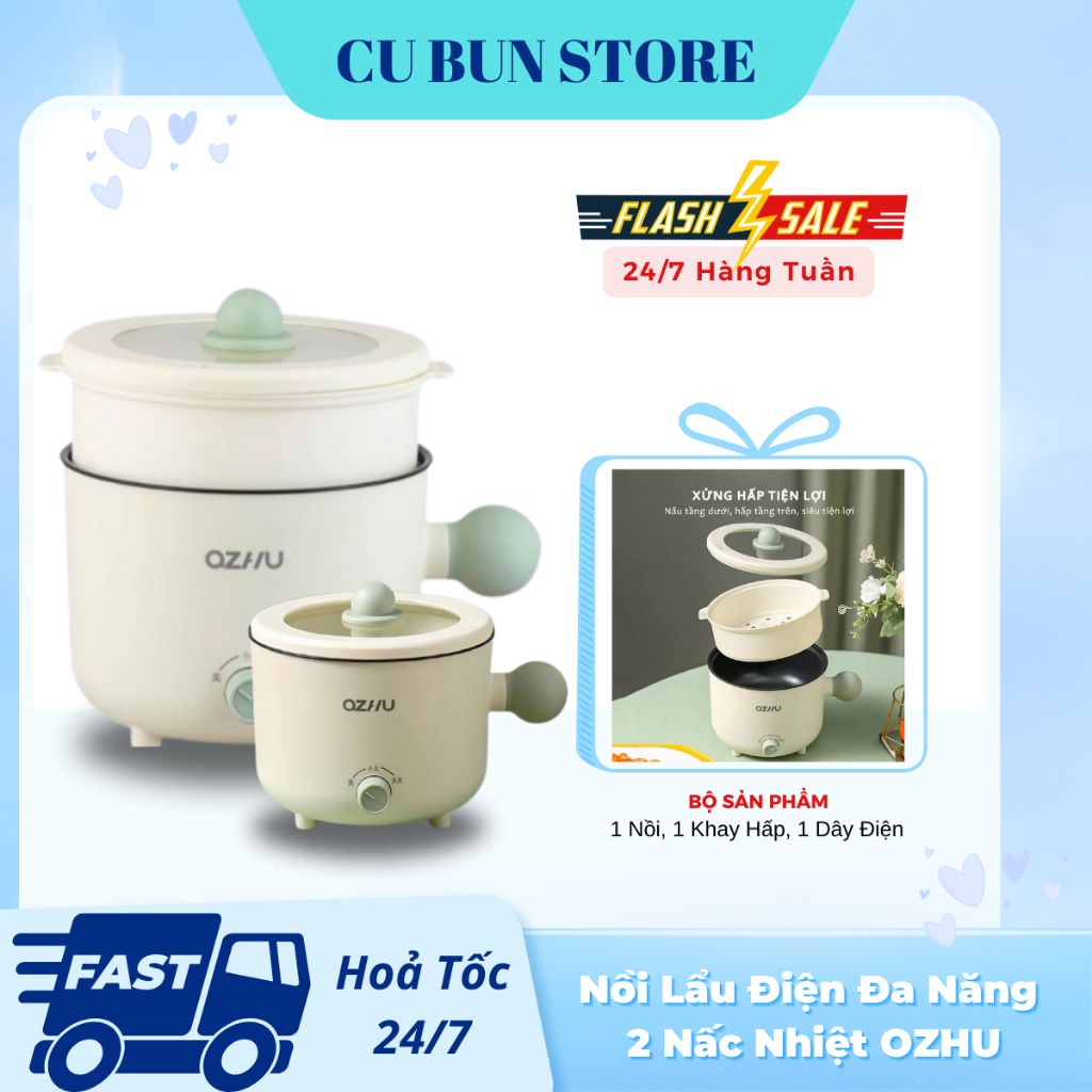 Nồi Lẩu Điện Đa Năng 2 Nấc Nhiệt Kèm Giá Hấp Có Tay Cầm Tiện Dụng 18cm ...