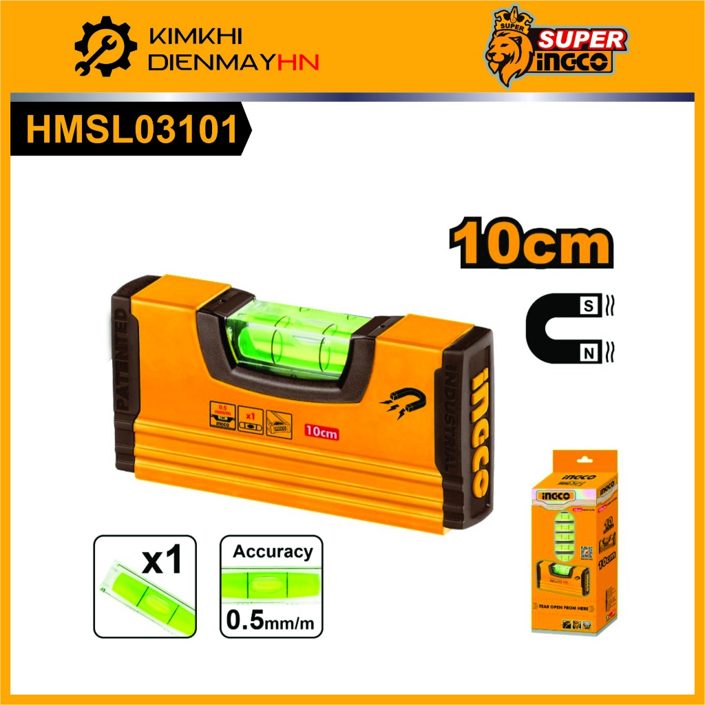Thước thủy,thước nivo mini có nam châm INGCO HMSL03101 10cm | Shopee ...