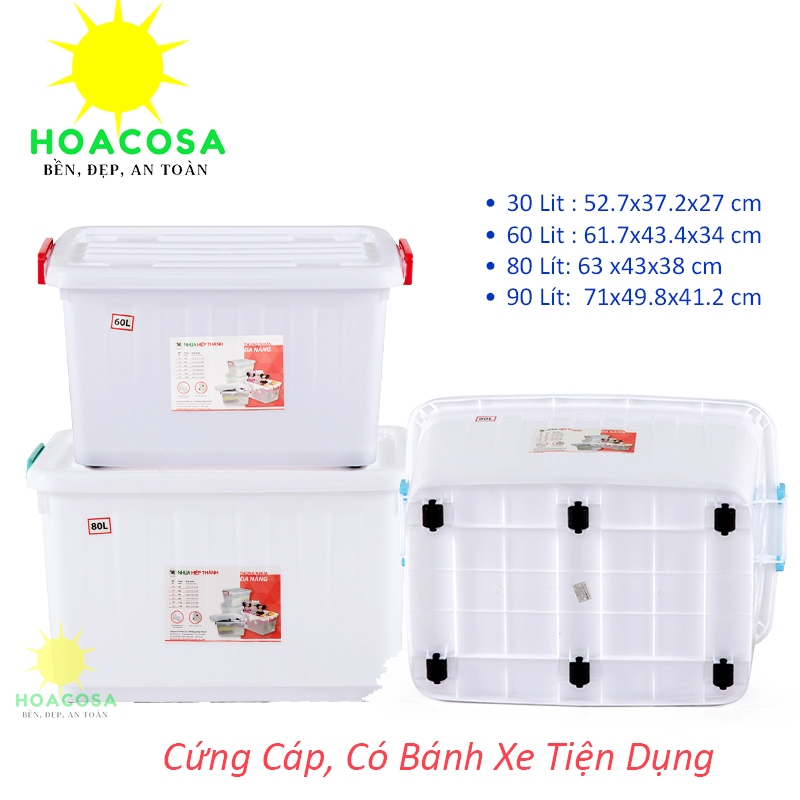 Thùng Nhựa Đa Năng 30L- 60L- 80L- 90L Hiệp Thành- Có Bánh Xe, Cứng Cáp, Tiện Dụng- Đồ Gia Dụng ...