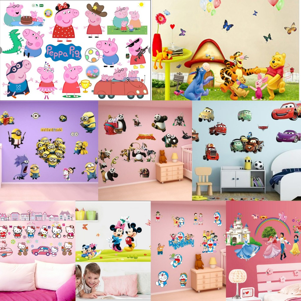Decal hoạt hình,ngựa pony -heo peppa -panda - doraemon,hello kitty ...