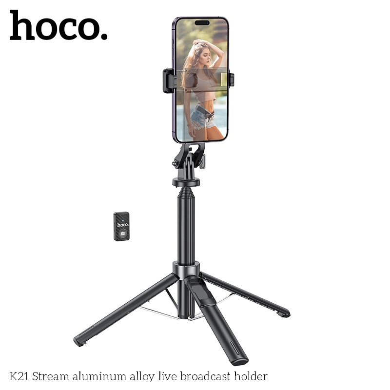 Gậy chụp ảnh tripod Hoco K21 làm giá đỡ điện thoại, có nút bluetooth, chân đứng chiều cao1,37m ...