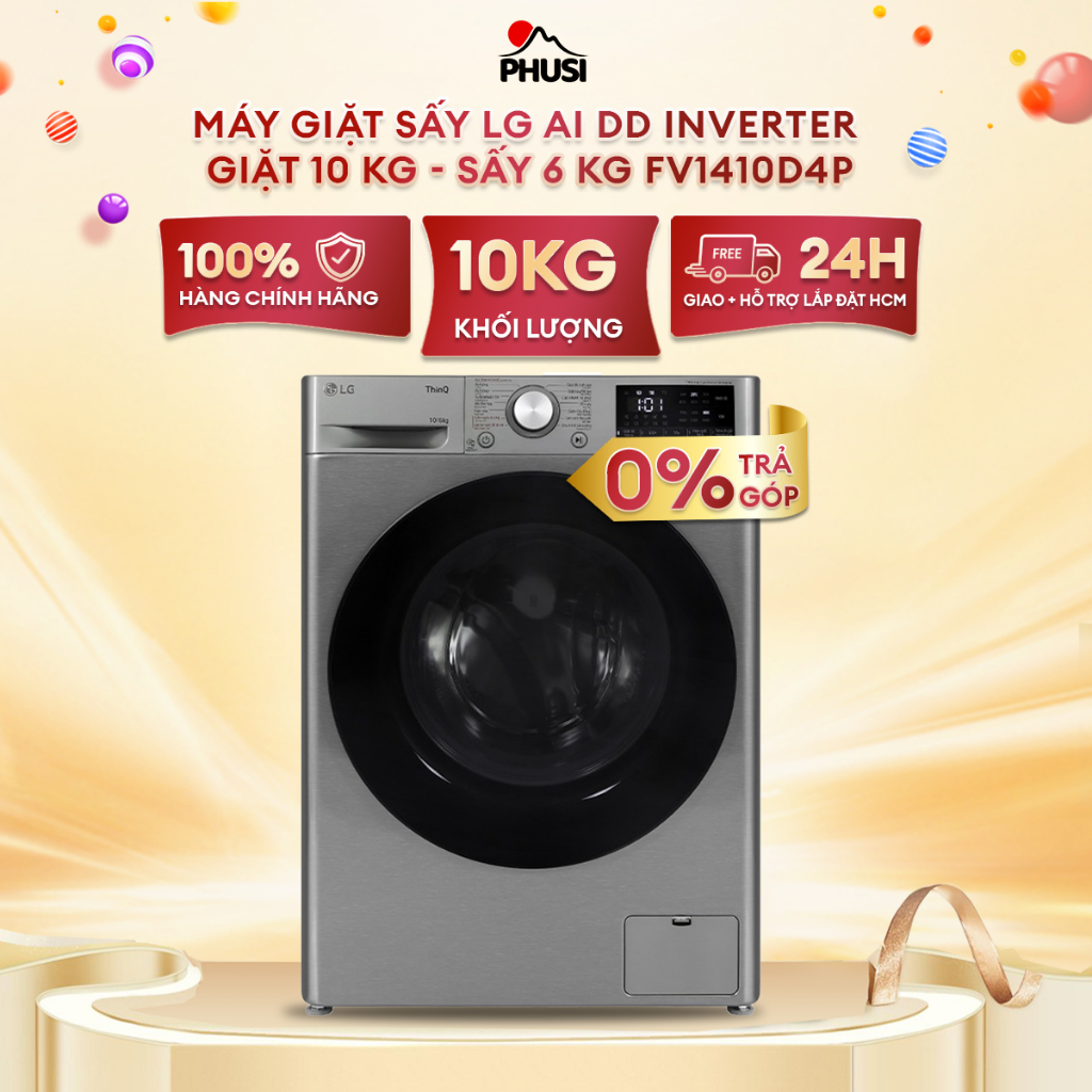 FV1410D4P Máy giặt sấy LG AI DD Inverter giặt 10 kg sấy 6 kg FV1410D4P [MIỄN PHÍ GIAO LẮP ...