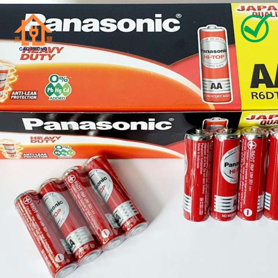 Pin tiểu AA LR6 PANASONIC 2AA màu đỏ hộp 60 viên R6DT/4S 1.5V chính hãng | Shopee Việt Nam