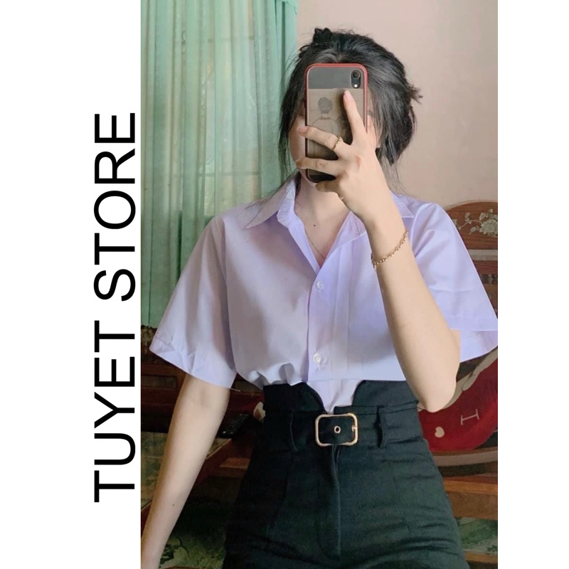 Sơmi trắng xanh học sinh form nhỏ | Shopee Việt Nam