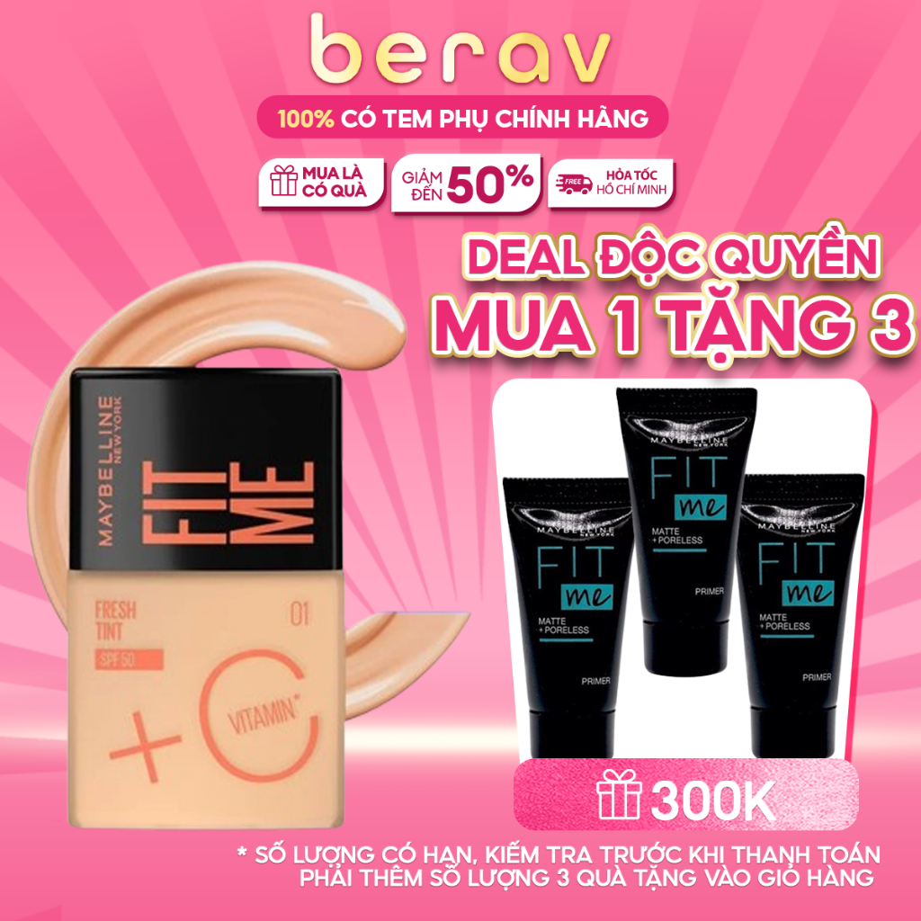 Kem Nền Fit Me Maybelline New York Tint C Tươi Mướt Chống Nắng Với Vitamin C And Spf50 30ml