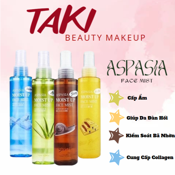 Xịt Khoáng Aspasia Moist Up Face Mist 150ml- Collagen- Gold Dearl- Nham ...