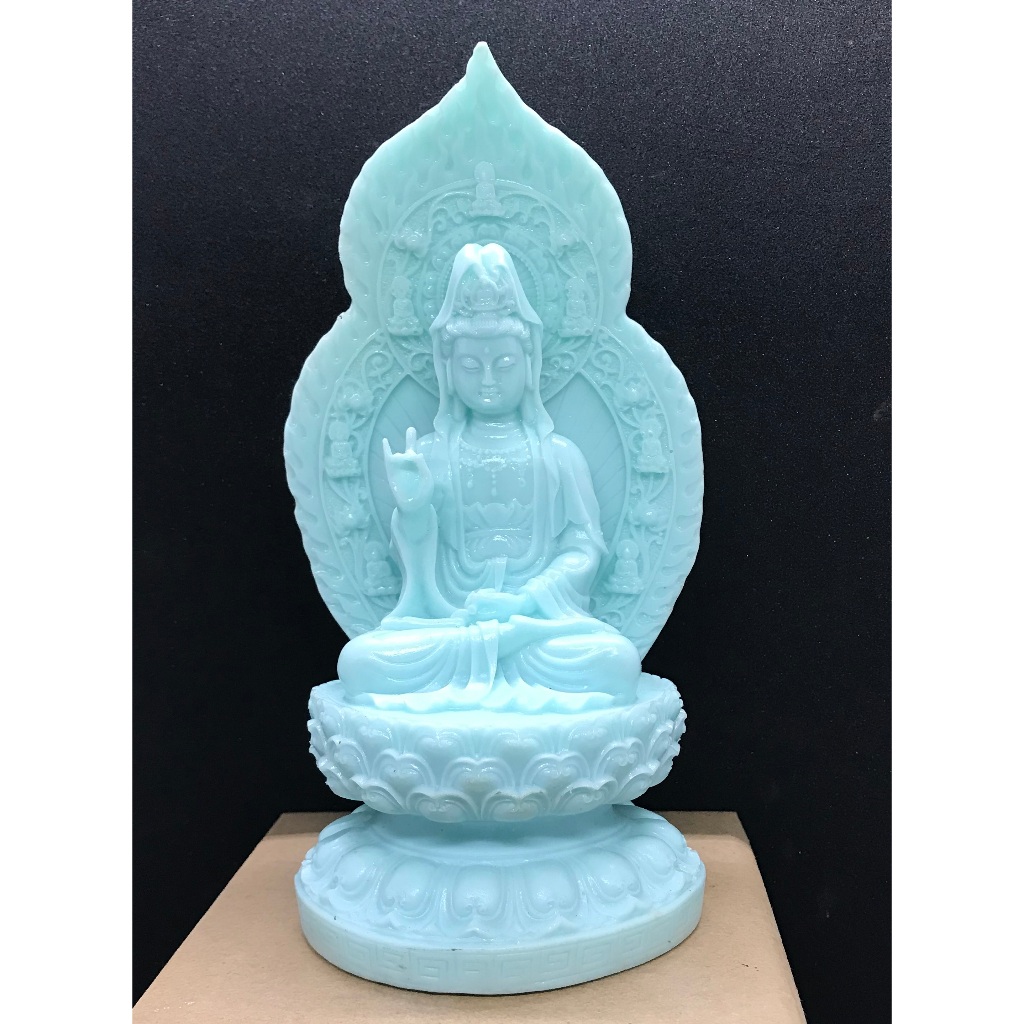 Tượng phật quan âm bồ tát (ngồi tựa tòa sen cao 18cm-Nhiều màu sắc ...