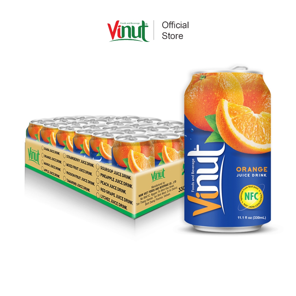 [ KHAY 24 LON ] Nước ép Cam tươi Vinut - Lon 330ml | Shopee Việt Nam