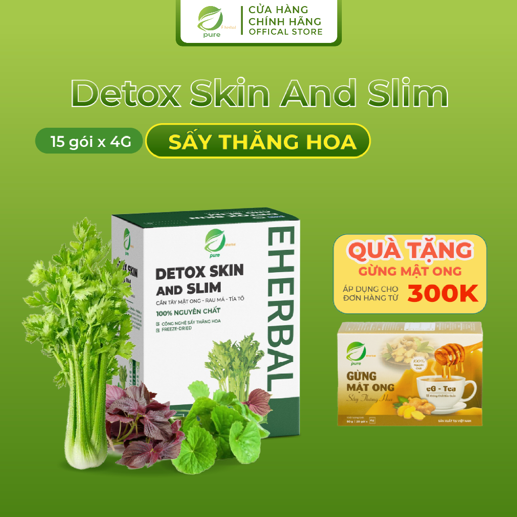 Bột Eherbal DETOX SKIN & SLIM chính hãng hộp 15 gói x 4g nguyên chất hỗ ...
