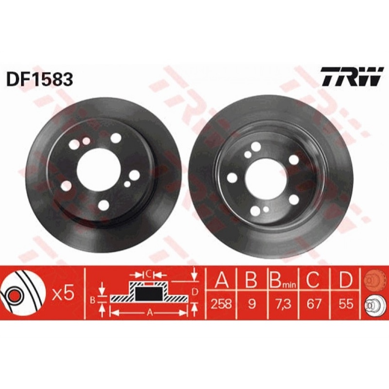 (1 Cặp) Đĩa thắng sau, đĩa phanh sau Mercedes W124 W201 W202 2014231112 ...