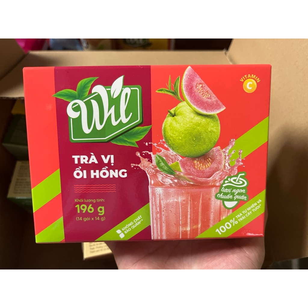 Bột trà ổi hồng hòa tan Wil 196g (14 gói x 14g/gói) trà ổi ruby ruột đỏ pha chế thức uống giải ...