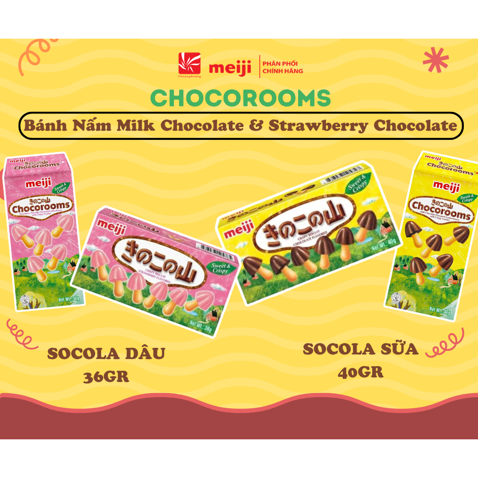 [CHOCOLATE MEIJI ] Bánh nấm phủ socola Chocorooms 2 vị Sữa/Dâu | Shopee Việt Nam