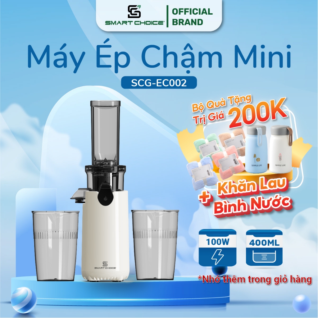 Máy Ép Chậm SmartChoice SCG-EC002, Máy Ép Trái Cây Mini Công Suất 100W Dung Tích 400ml Có Làm ...