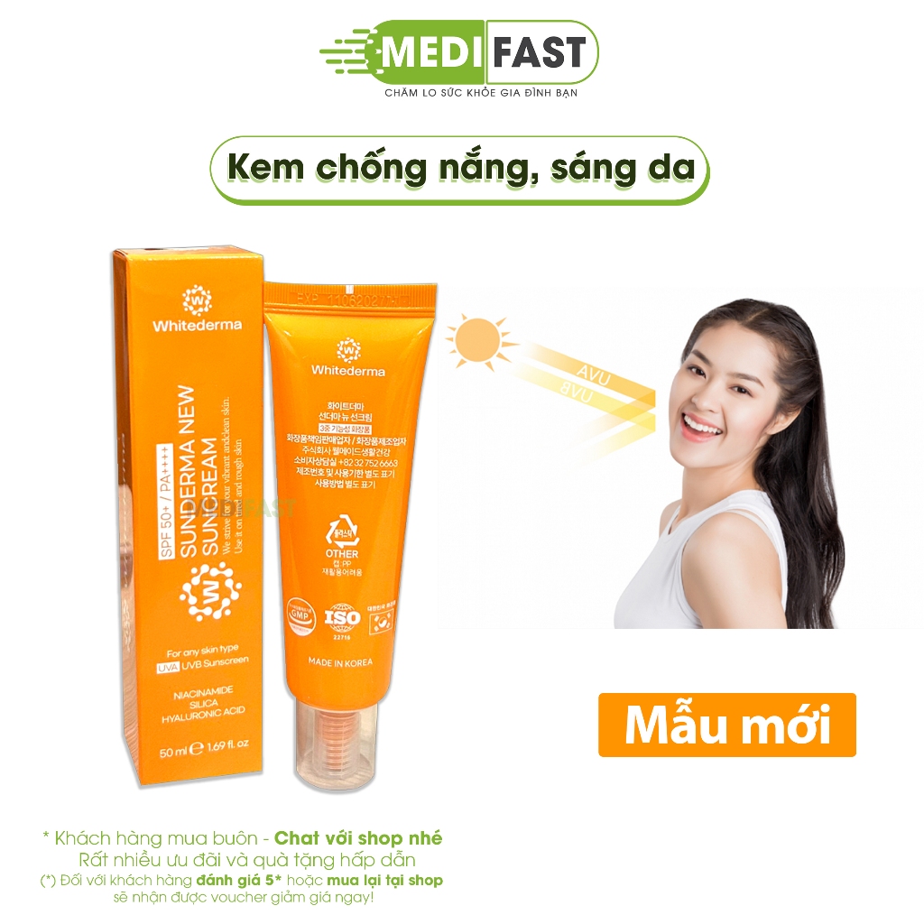 Kem chống nắng WhiteDerma Sunderma New Suncream SPF 50+ làm sáng da ...