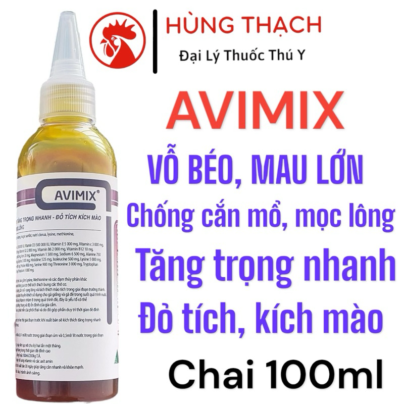 Avimix 1OOmI thức ăn cung cấp đạm, khoáng, acid amin, vitamin để vỗ béo ...