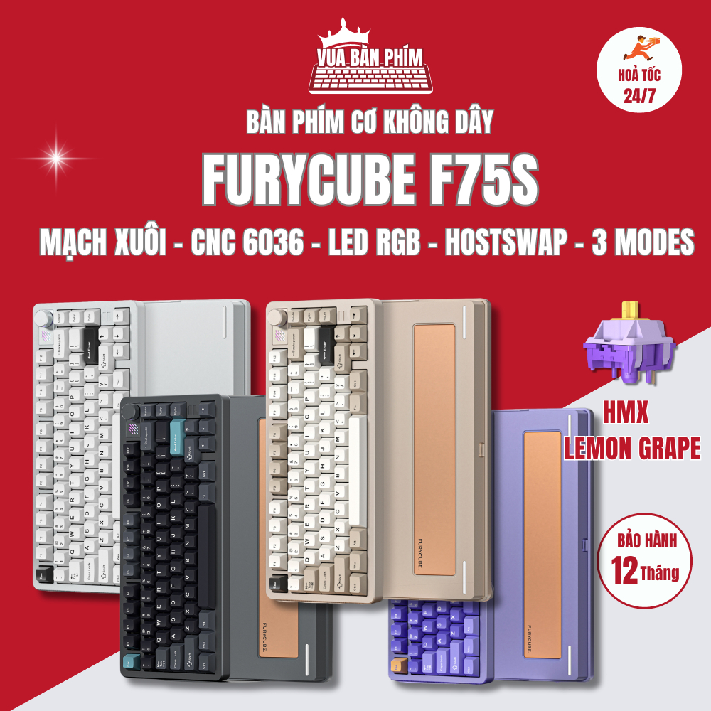 [Hàng Sẵn] Bàn phím cơ không dây Furycube F75s | furycube f75s 3mode ...