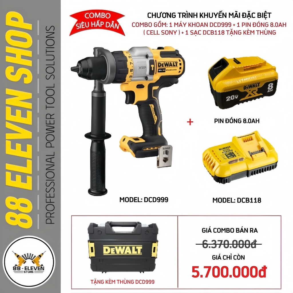 Combo Máy Khoan Động Lực DeWalt DCD999 (Có Thùng) | Shopee Việt Nam