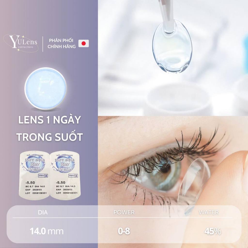 [HOẢ TỐC] Lens 1 ngày trong suốt không màu CẤP ẨM dành cho mắt nhạy cảm ...