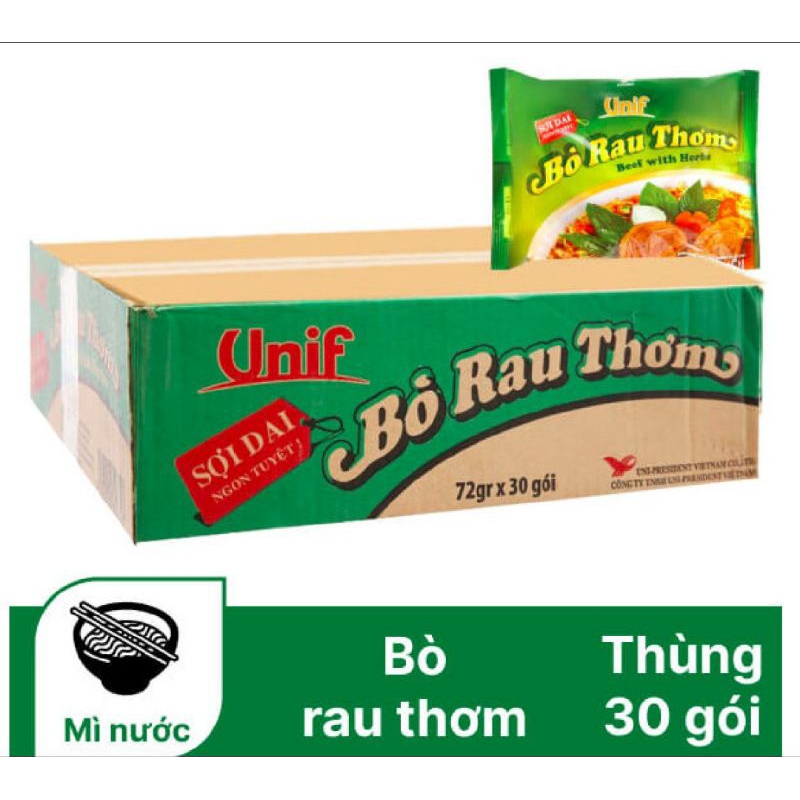 Mì Unif bò rau thơm / Thùng 30 gói × 72g | Shopee Việt Nam