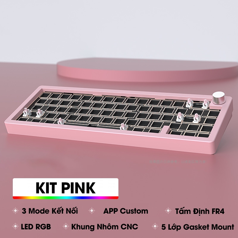 Case KIT bàn phím Al65 Nhôm Anode 3 mode kết nối - Full foam - Có núm ...