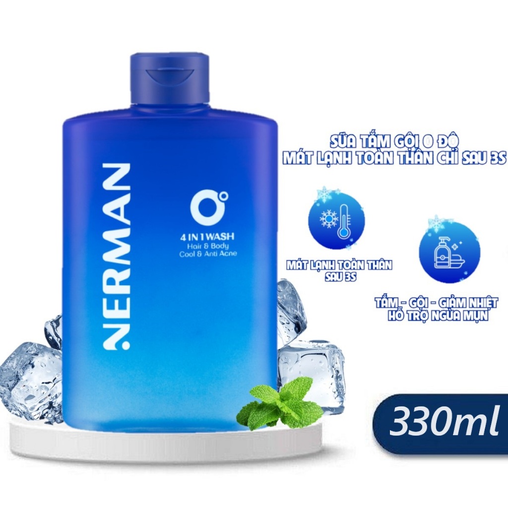 Sữa Tắm Gội 4in1 NERMAN 0 Độ 330ml Mát Lạnh Tức Thì Ngừa Mụn Hương Nước ...