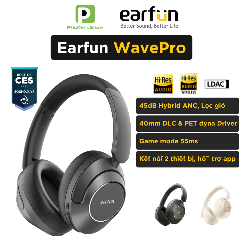 Tai nghe chụp tai EARFUN Wave Pro | ANC | Lọc gió | Game mode