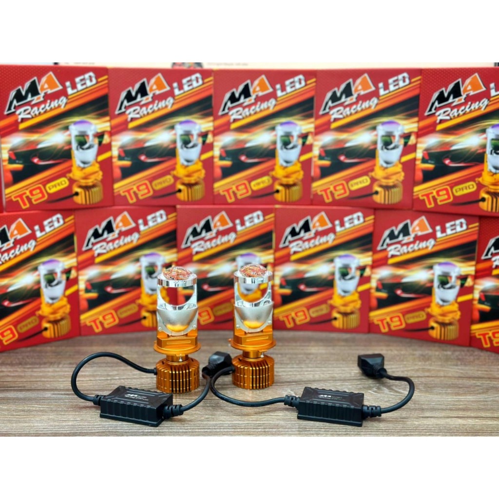 Đèn Pha LED Bi Cầu T9 Pro MA Racing H4 Kính Tím Lắp Ô tô Xe Máy Pha Bi Cầu Chống Chói Cắt Sáng ...