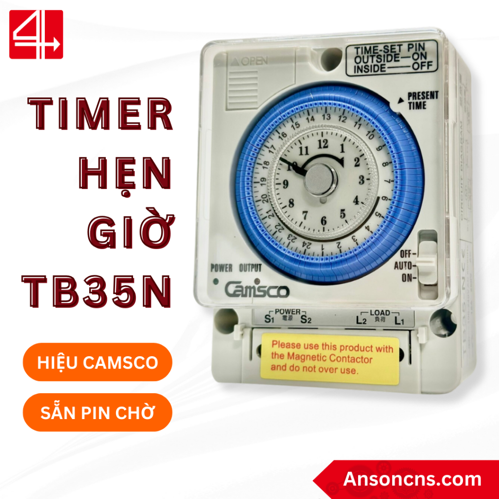 [TB-35N] Công Tắc Hẹn Giờ Timer Cơ 24h Camsco TB35N ủa | Shopee Việt Nam