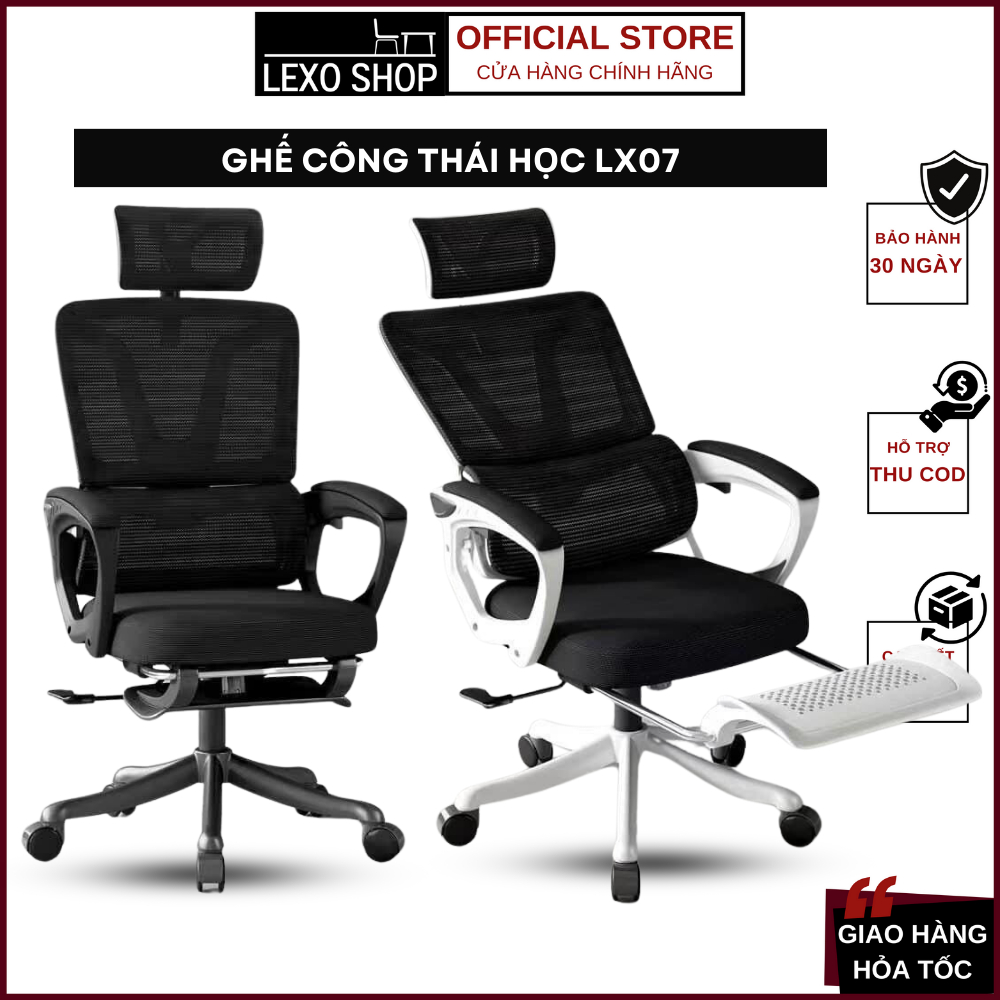 Ghế Công Thái Học LX07, Ghế Gaming Ngả Lưng, Ghế Xoay Gác Chân Tựa Đầu ...