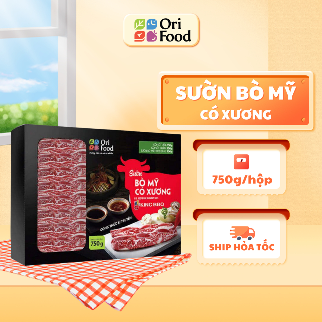 Sườn bò Mỹ có xương KING BBQ 750g kèm gói sốt ướng thịt bò tươi ngon và hàm lượng dinh dưỡng cao ...