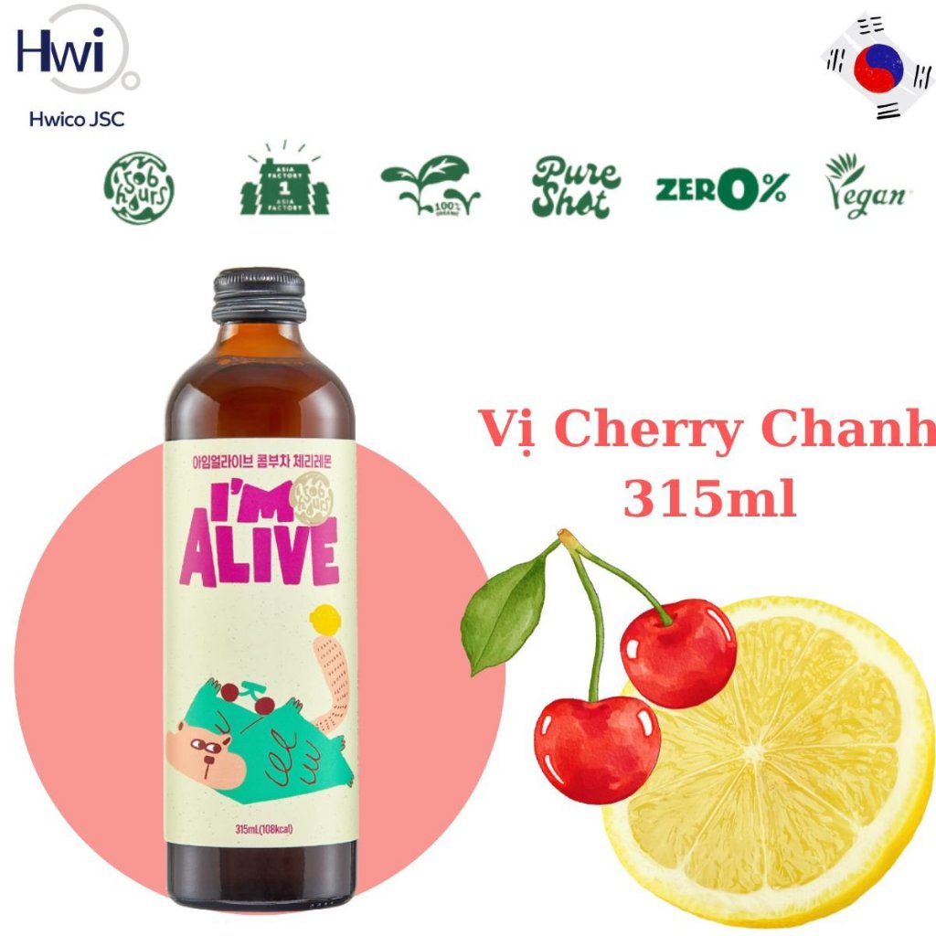 Trà lên men I’m Alive Kombucha vị Cherry Chanh 315ml | Shopee Việt Nam