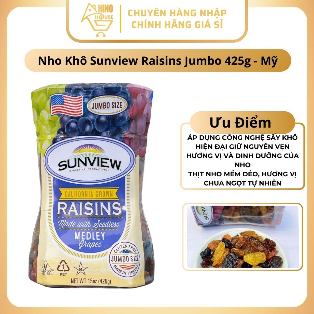 Nho Khô Sunview Raisins Jumbo Size 425g USA Thơm Ngọt Trái To, Chua ...
