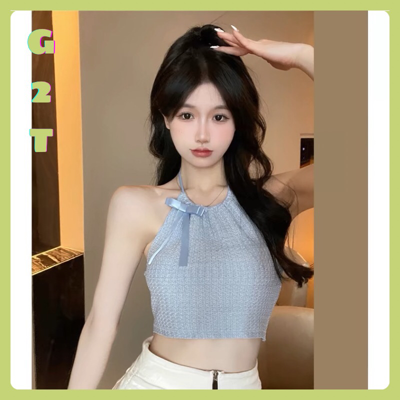 Áo Dây cổ yếm crt phối nơ hở lưng G2T | Shopee Việt Nam