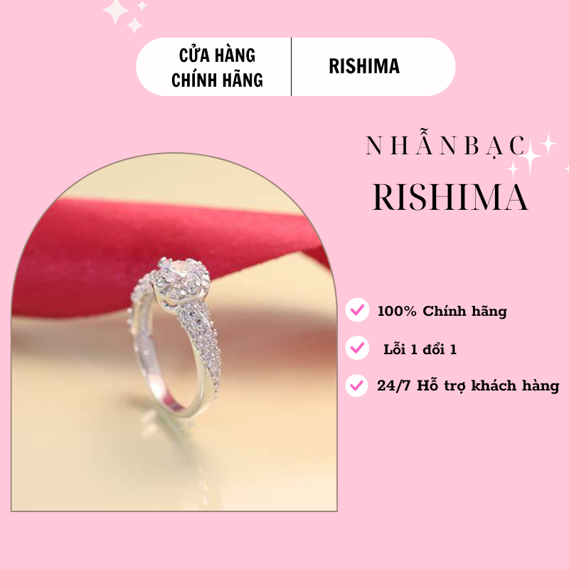 Nhẫn bạc Rishima đính đá sang trọng quý phái | Shopee Việt Nam