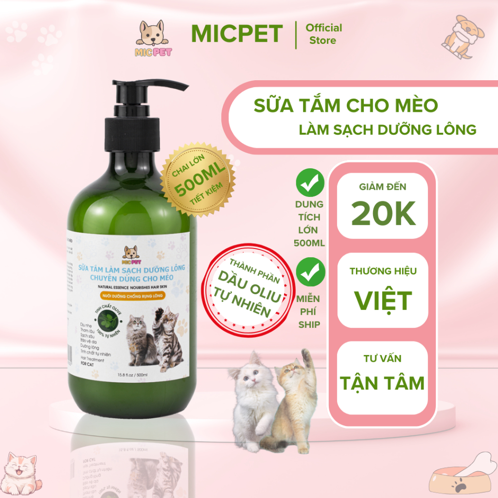 Sữa Tắm Cho Mèo MicPet Chăm Sóc Làm Sạch Ngừa Ve Ghẻ Nấm Khử Mùi Hôi Và ...