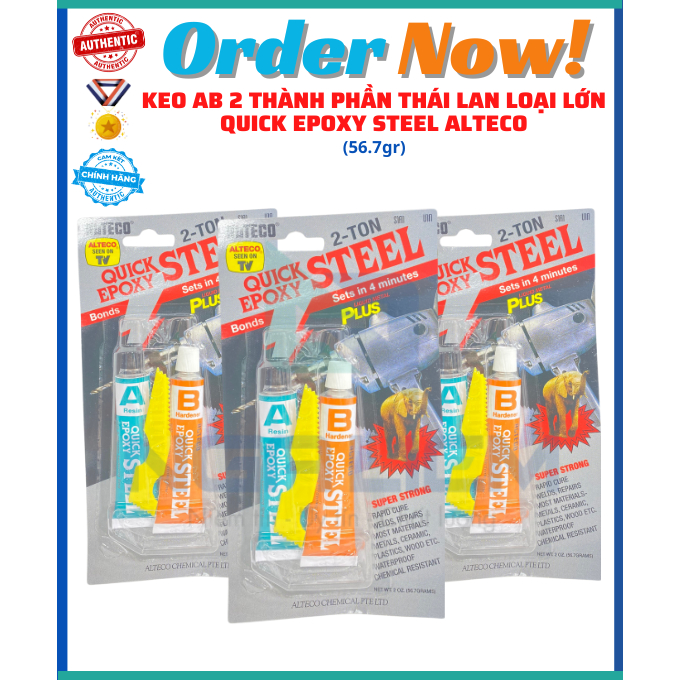 Keo AB 2TP Thái Lan Loại Lớn Quick Epoxy Steel Alteco Siêu Cứng, Chịu ...